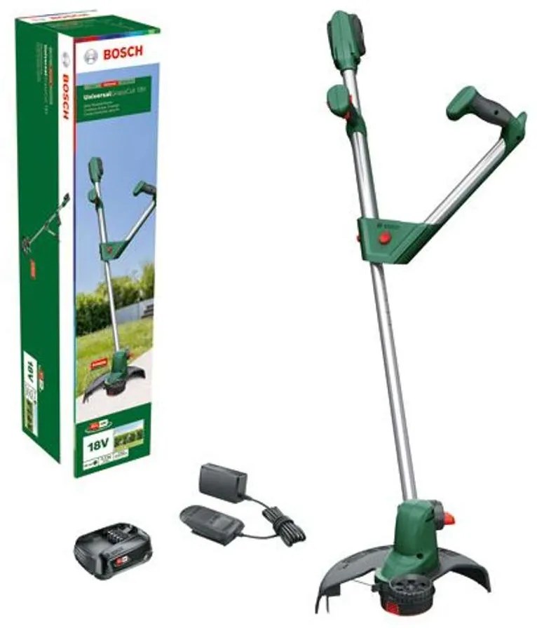 Bosch - 18V AKU strunová sekačka UniversalGrassCut 18V-260, záběr 26 cm, 2x aku 2,0 Ah Li-Ion, nabíječka 06008C1D05