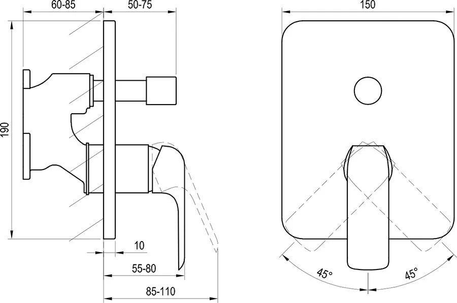 Ravak - Podomítková baterie vanová/sprchová Flat s přepínačem pro R-BOX Vari - chrom