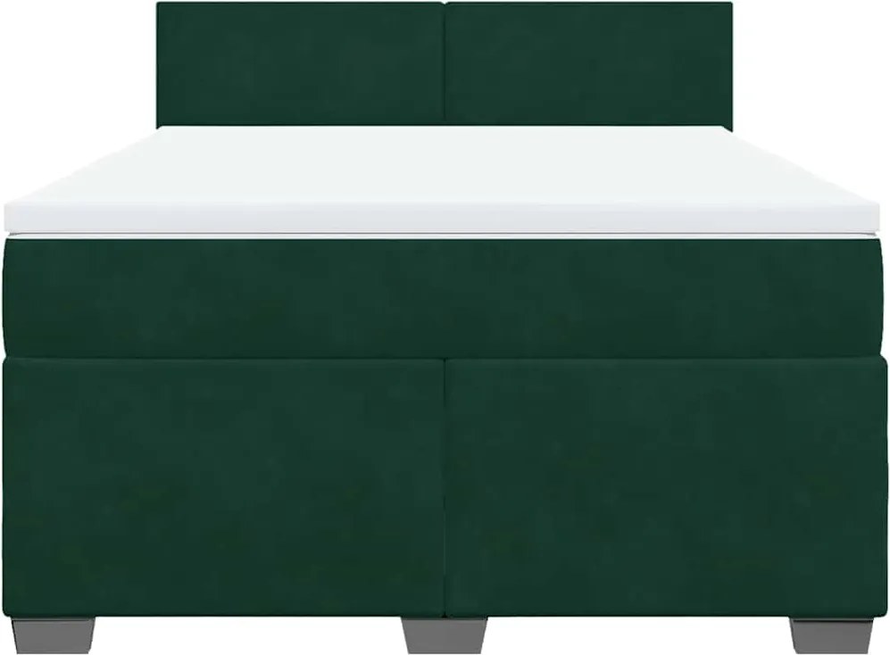 Box spring postel s matrací tmavě zelená 160x200 cm samet 3288651