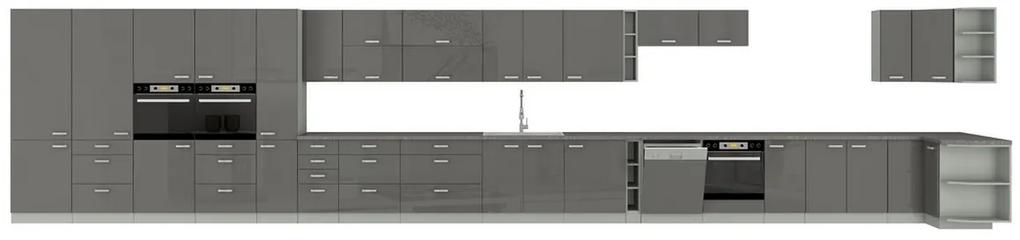 Expedo Kuchyňská skříňka vestavná vysoká GRISS 60 DP-210 2F, 60x210x57, šedá/šedá lesk