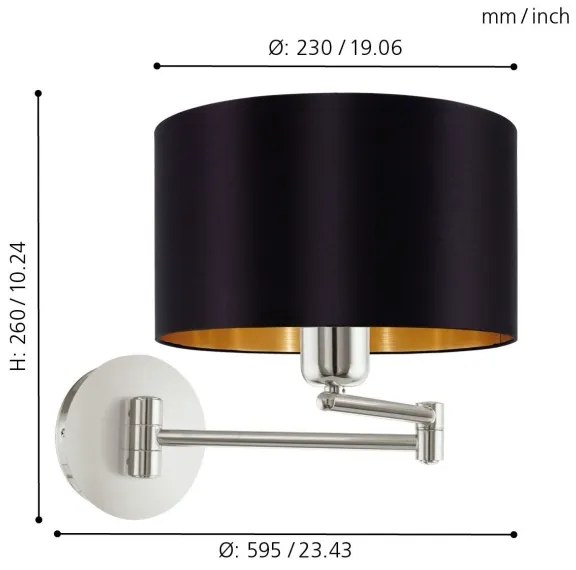Eglo 95054 - Nástěnné svítidlo MASERLO 1xE27/60W/230V