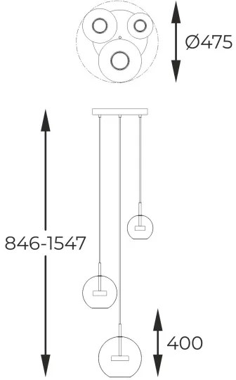 Zuma Line P0428-03L-L4AC - LED Lustr na lanku ENCELADUS 3xLED/5W/230V zlatá