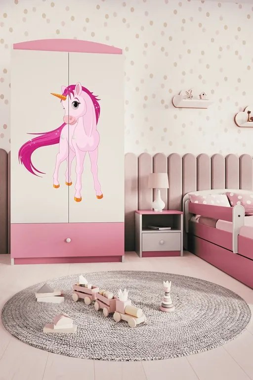 Dětská skříň Babydreams 90 cm jednorožec růžová II