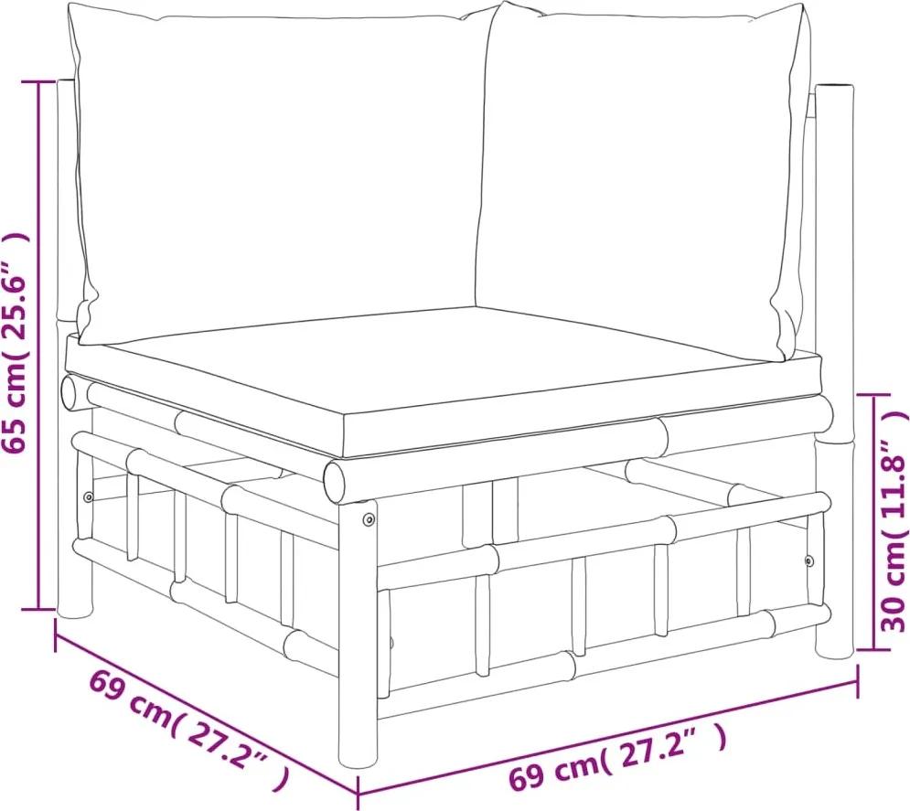 vidaXL 6dílná zahradní sedací souprava krémově bílé podušky bambus [3155220] Barva polštáře: Tmavě šedá
