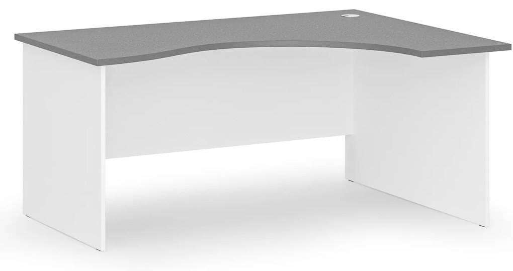 Ergonomický kancelářský psací stůl PRIMO WHITE, 160x120 cm, pravý, bílá/grafit