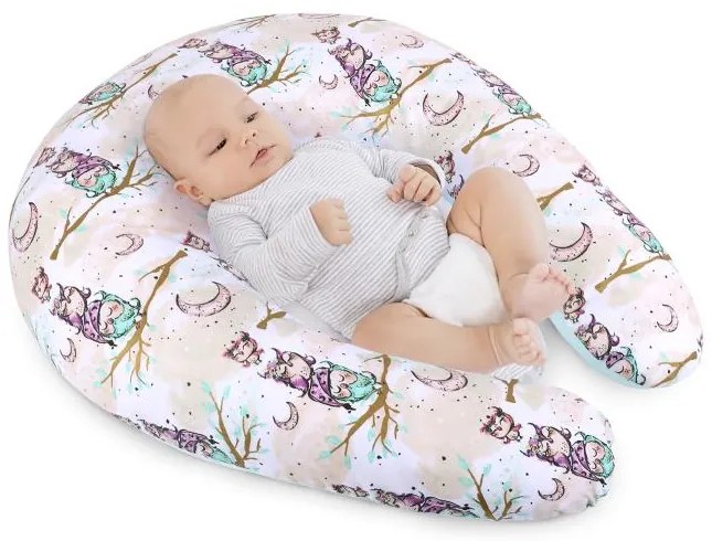 Bellatex Povlak na kojicí polštář na zip po obvodu 180 cm Sovička na větvi