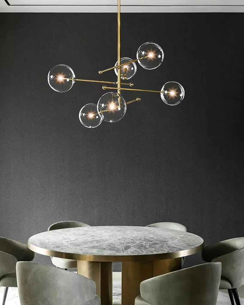 Tolight, Závěsná lampa - skleněné koule 6 ks APP919-6CP, zlatá, OSW-03231