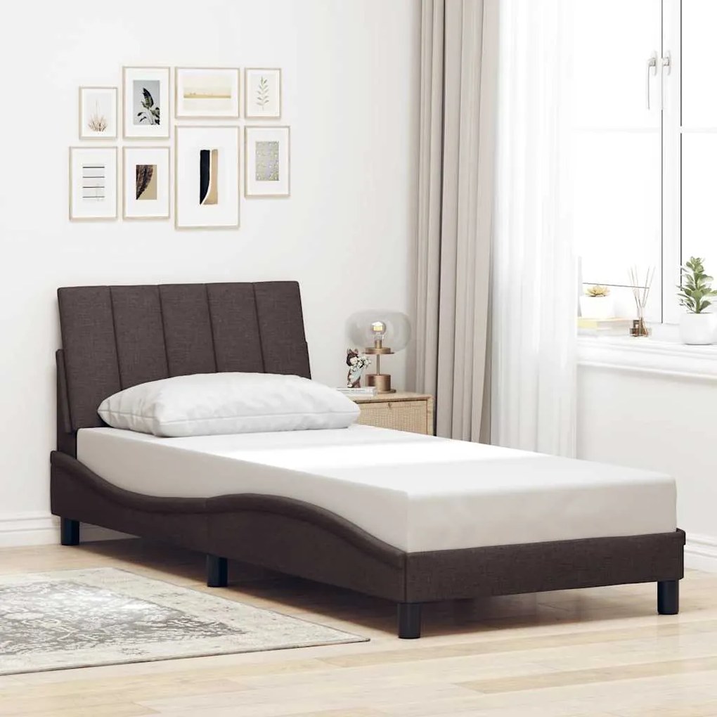 Rám postele bez matrace Hanko tmavě hnědá 80 x 200 cm textil 3310422
