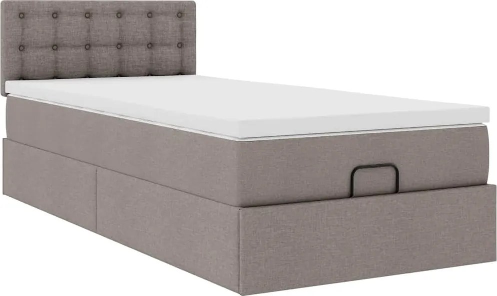 Osmanský rám postele s matrací taupe 80x200cm textil 3312433