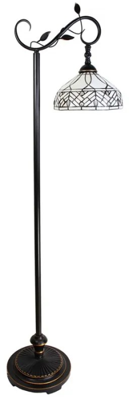 Bílá stojací Tiffany lampa kamínky a ornamenty – 36x25x152 cm