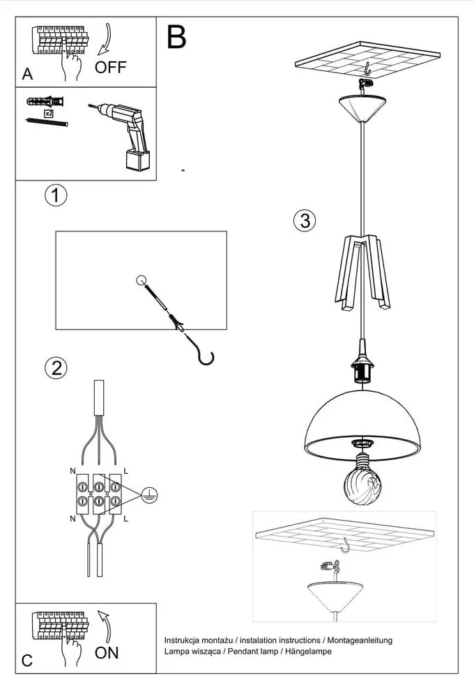 Bílé závěsné svítidlo Nice Lamps Olla