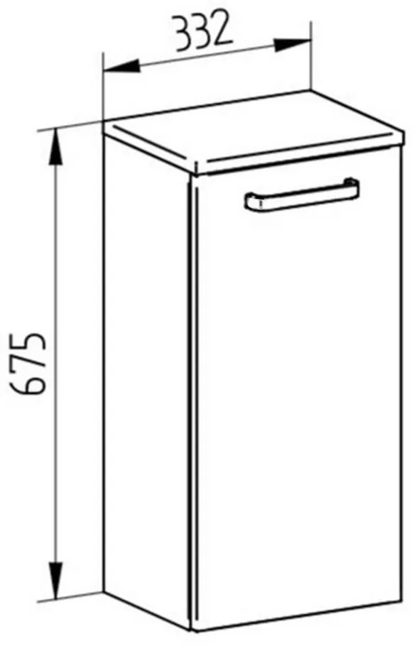 Mereo Leny koupelnová skříňka nízká 33 cm pravé otevírání bílá CN813N