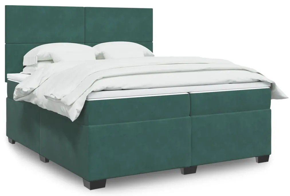Box spring postel s matrací tmavě zelená 200x200 cm samet 3290999