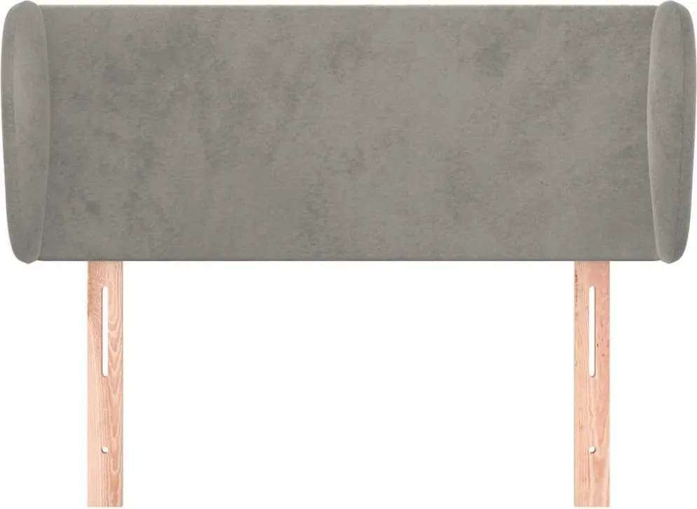 Čelo postele typu ušák světle šedé 103x23x78/88 cm samet 3116906