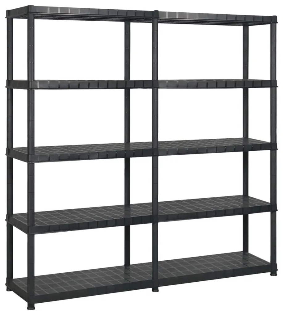 Úložný regál 5patrový černý 170 x 40 x 185 cm plast 3059853