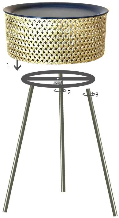 Mauro Ferretti Kulatý odkládací stolek Helin, 40x65 cm, zlatá/černá