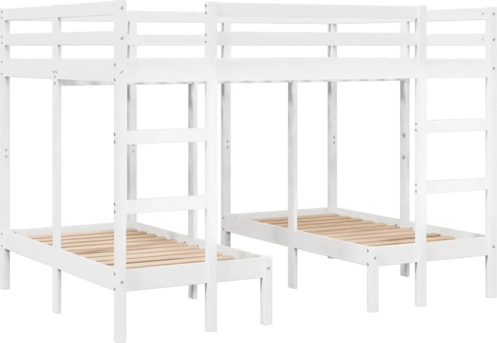 Rám trojité patrové postele bílý 140x200/70x140 cm borovice 3308578