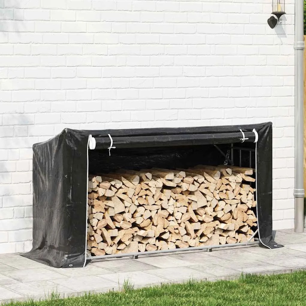 vidaXL Stojan na palivové dřevo s krytem proti dešti 100x40x200 cm [4104948]