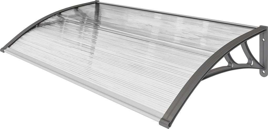 Outsunny Průhledný polykarbonátový slunečník 110x60 cm pro dveře a okna proti slunci a dešti s podpěrou z PP plastu | Aosom