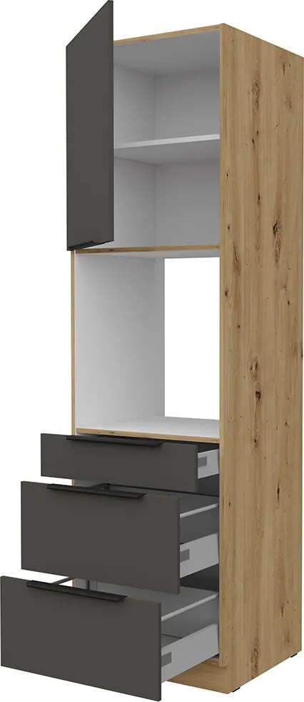 ARIA pa | vysoká skříňka 60 DPS-210 3S1F na vestavnou troubu | PREMIUM BOX | 60 cm | ANTI FINGERPRINT povrch | artisan/šedá grafit