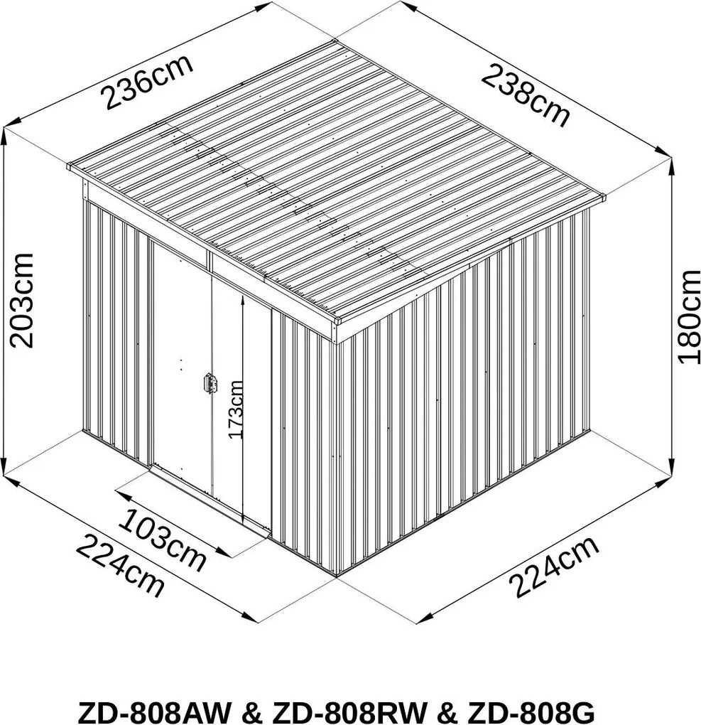 Zahradní domek BestBerg ZD-808G / 5,6 m² / 236 × 238 × 203 cm / šedá