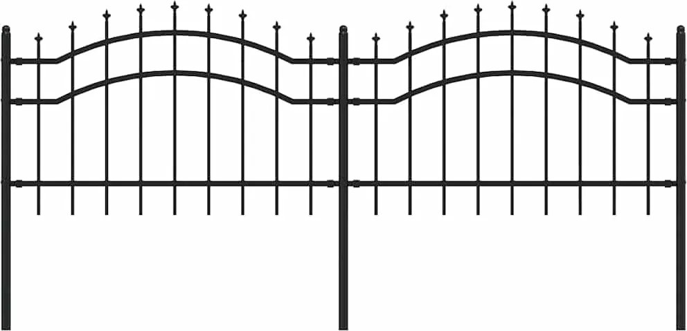 Zahradní plot Woerden s kopím nahoře černý 240 x 75 cm ocelový 151079