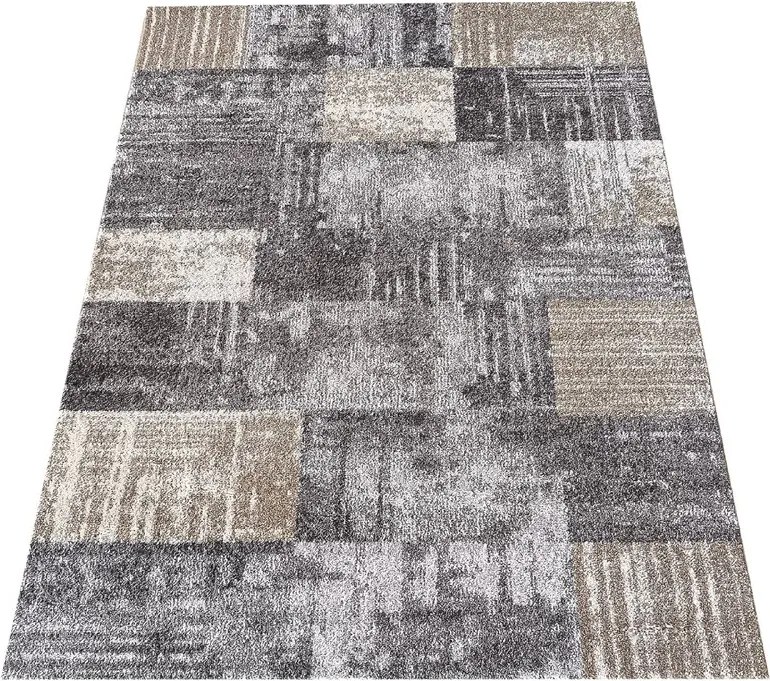 DY Šedý koberec s geometrickým vzorem Panamero 24 Rozměr: 80x150 cm