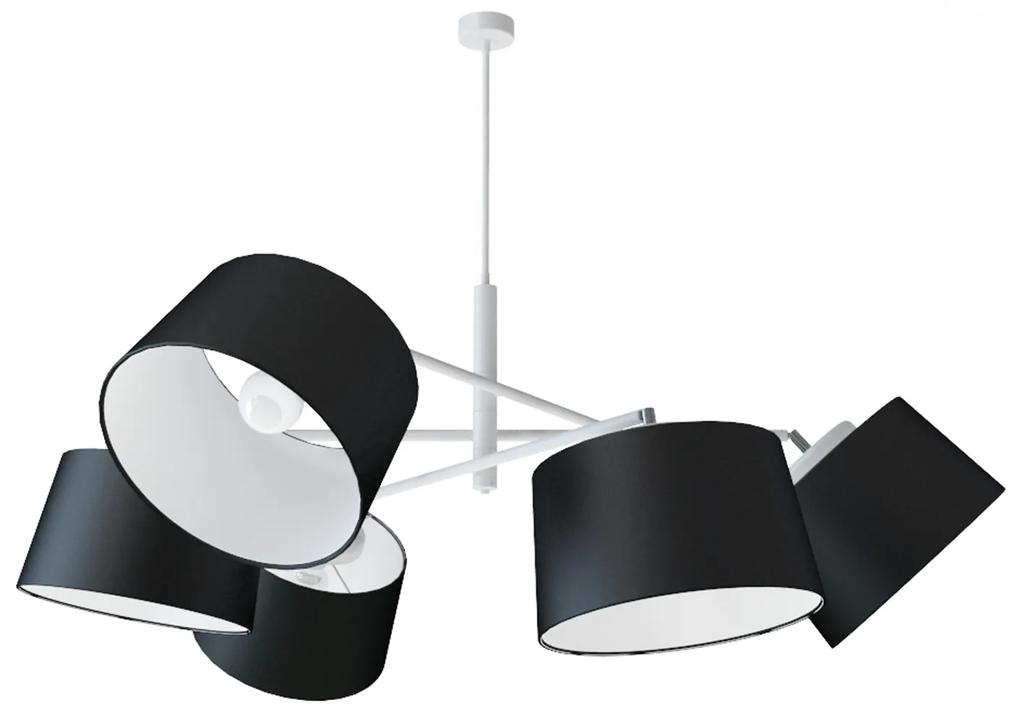 Light for home - Designový kovový lustr na tyči s neuvěřitelnými textilními stínítky.  60505 "Lefor", 6x60W, E27, Bílá