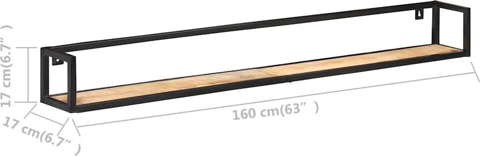 Nástěnné police 2 ks 160 cm hrubé mangovníkové dřevo 320676