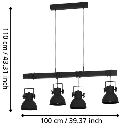 Eglo 43726 - Lustr na lanku SHIREBROOK 4xE27/40W/230V