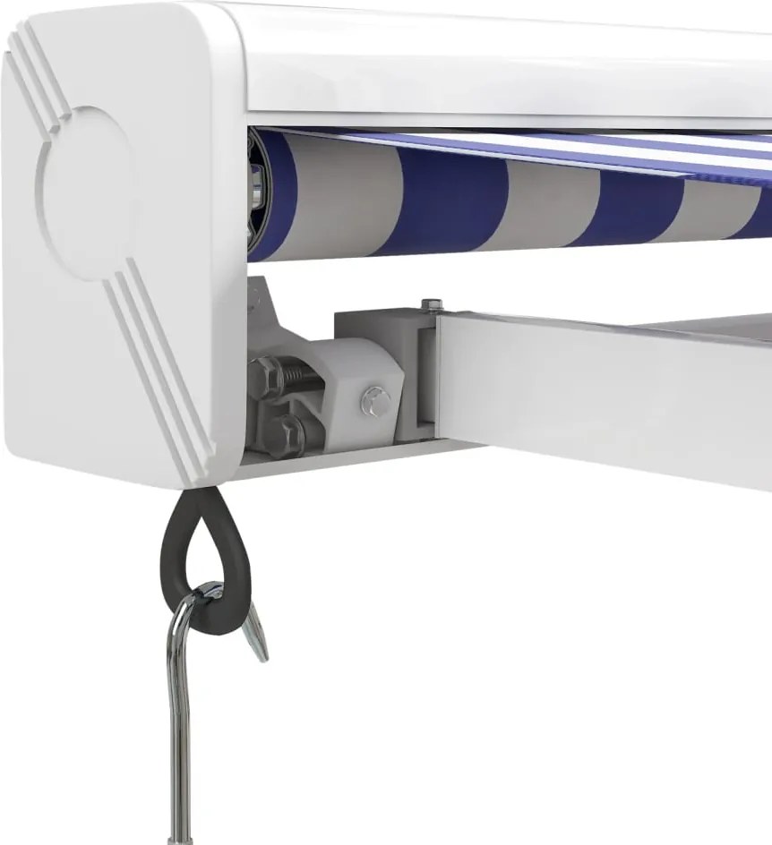Zatahovací markýza modrá a bílá 5 x 3 m textil a hliník 3154525