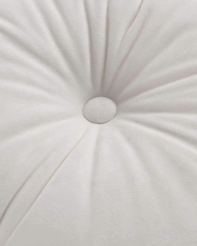 Sametový polštář Velvet s knoflíkem barva krémová látka lesklé, sametová