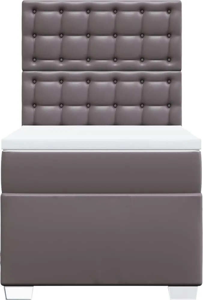 Box spring postel s matrací šedá 80 x 200 cm umělá kůže 3290698