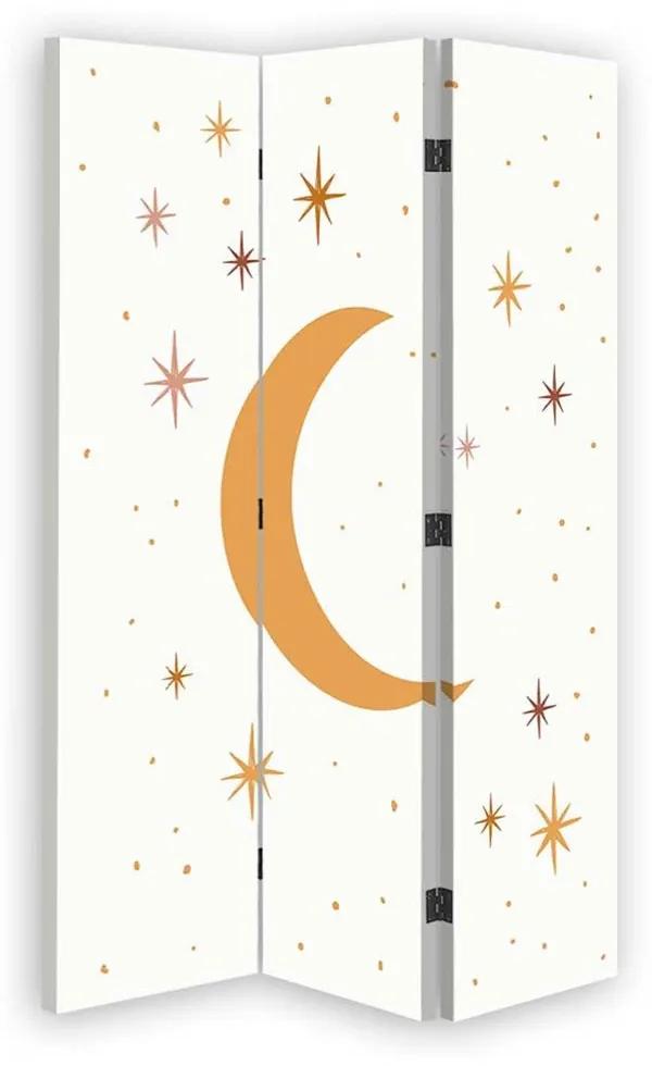 Ozdobný paraván Hvězdy Měsíc Noc - 110x170 cm, třídílný, korkový paraván