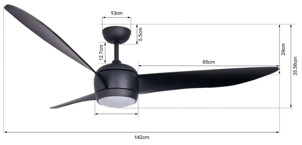 BEACON LUCCI AIR NORDIC LED BLACK 512910 56“ černá/černá Reverzní stropní ventilátor