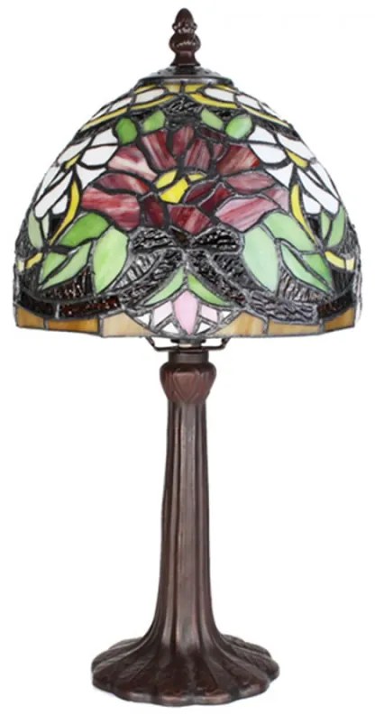 Barevná stolní lampa Tiffany s květy – 20x36 cm