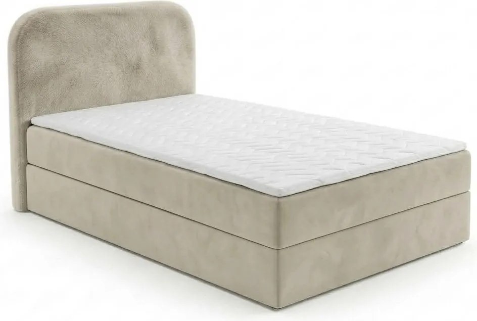 Čalouněná postel boxspring FORENA 90x200 cm krémová Matrace: Matrace Bonell pružinová