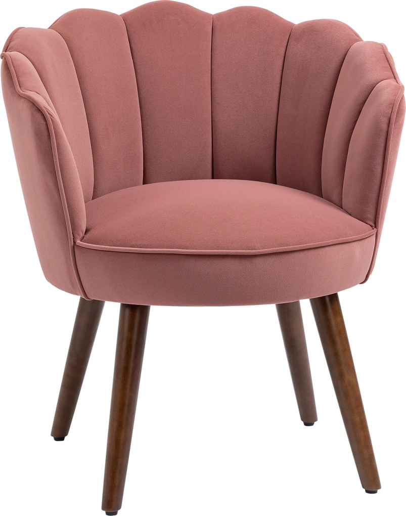 HOMCOM jídelní židle kuchyňská židle křeslo s opěradlem židle do obývacího pokoje polyester kaučukovník růžová 66 x 72 x 79 cm | Aosom