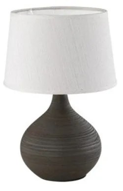 Tmavě hnědá stolní lampa z keramiky a tkaniny Trio Martin, výška 29 cm