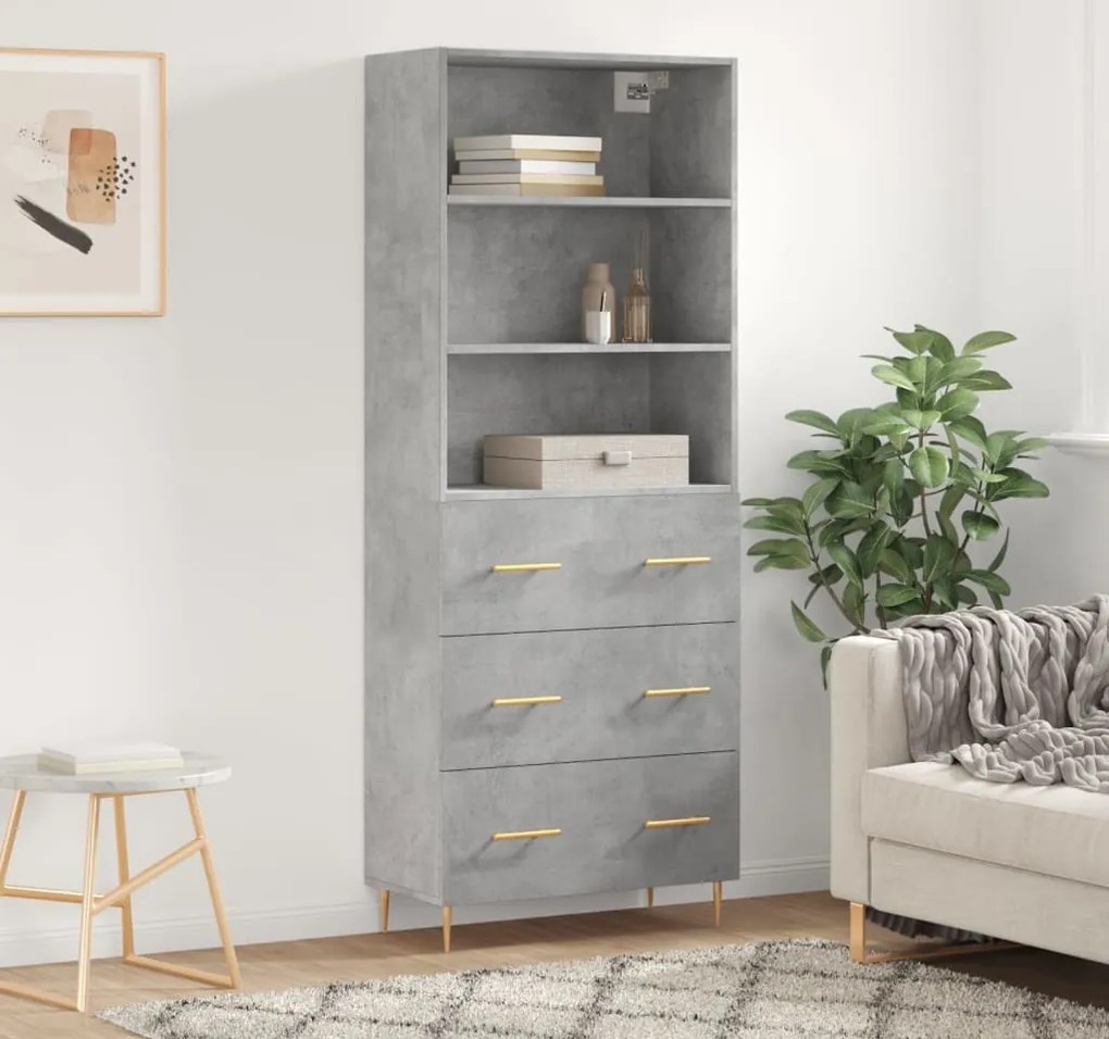 vidaXL Skříň highboard 69,5 x 34 x 180 cm kompozitní dřevo [3189368] Barva: Betonová šedá