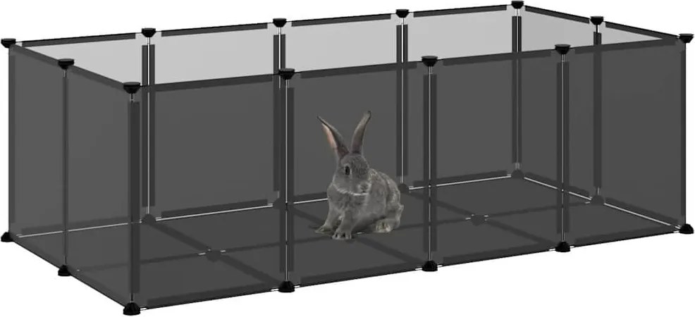 Klec pro malá zvířata černá 144 x 74 x 46,5 cm PP a ocel 340571
