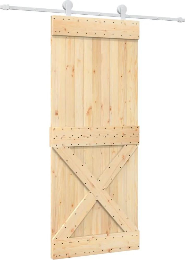 vidaXL Posuvné dveře s kováním 85 x 210 cm masivní borové dřevo [3203096]