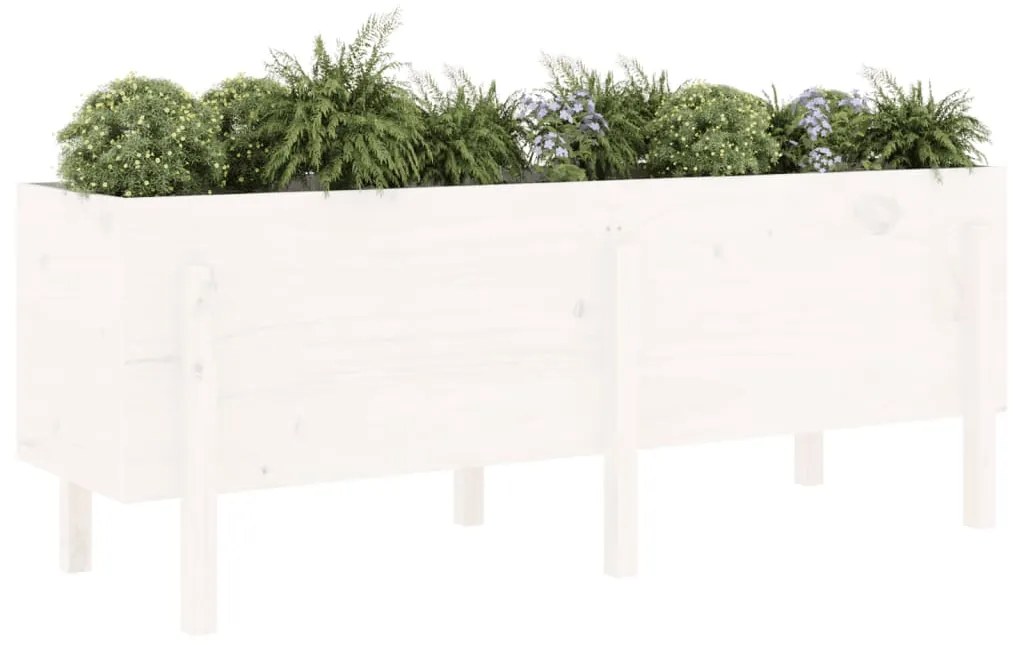 Zahradní vyvýšený záhon bílý 160 x 50 x 57 cm masivní borovice - Default Title