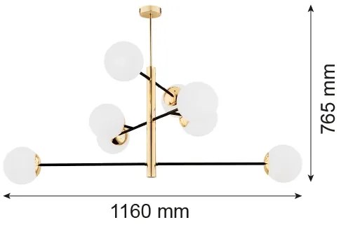 Argon 5041 - Lustr na tyči CAMERON 8xE27/15W/230V mosaz/černá