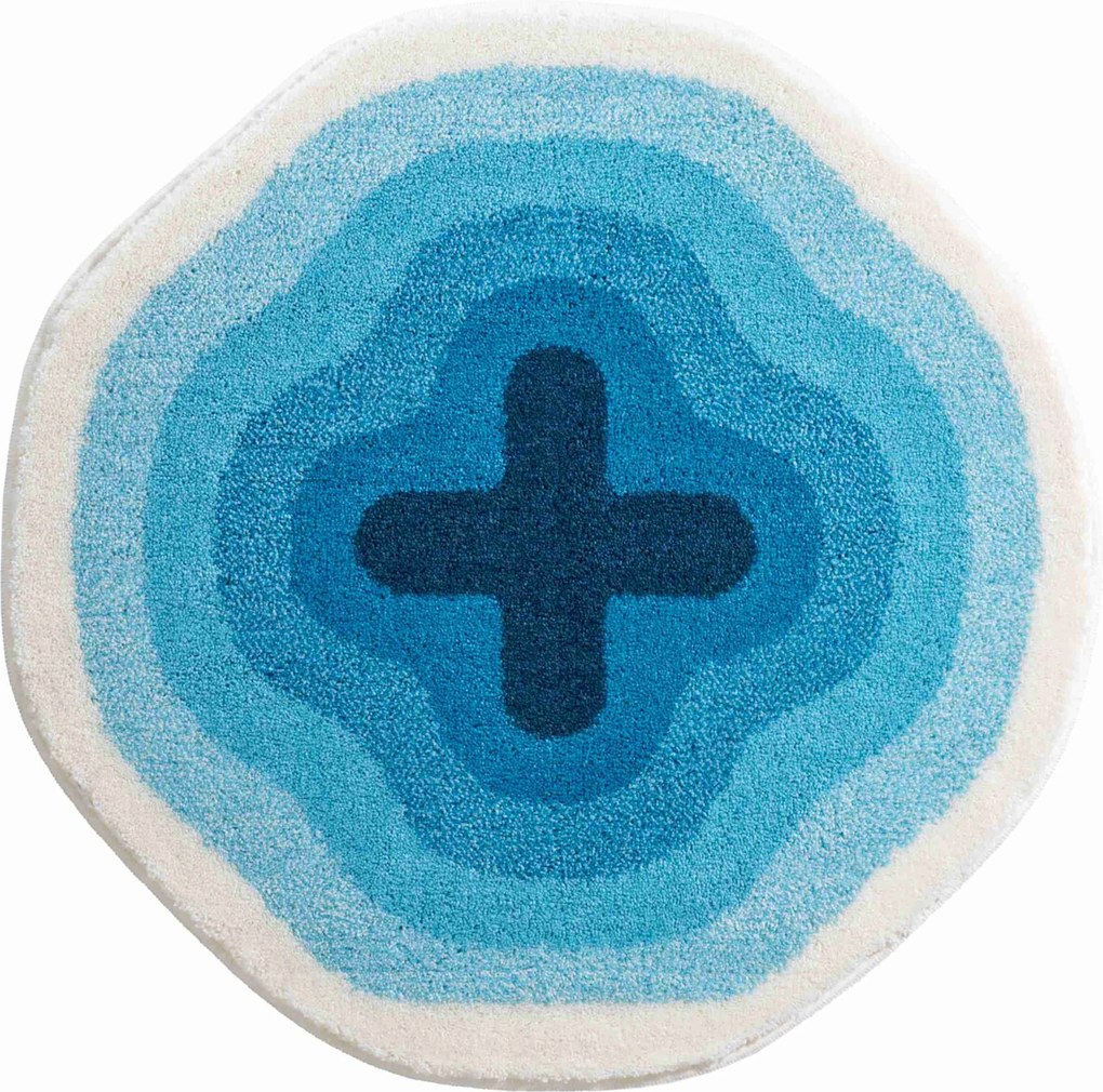 Koupelnová předložka KARIM 03 GRUND - modrá, kruh 60 cm