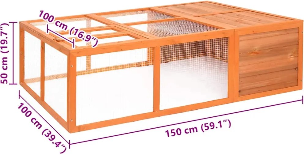 Zahradní klec pro zvířata 150 x 100 x 50 cm masivní jedle 171452