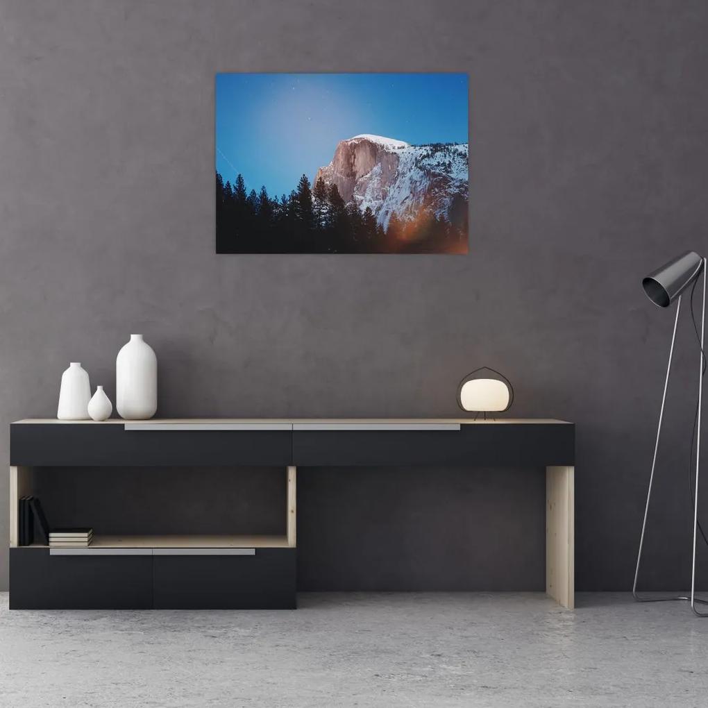 Skleněný obraz - Noční vrchol hor (70x50 cm)