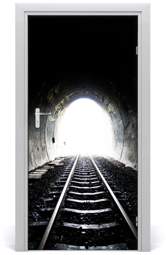 Fototapeta samolepící dveře koleje tunel 85x205 cm