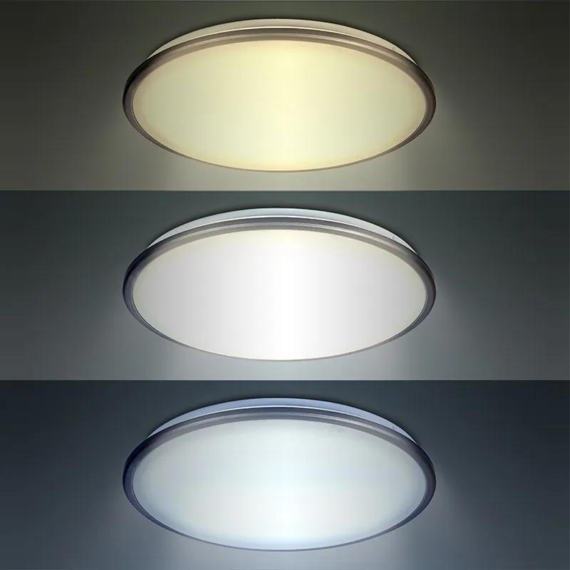 SOLIGHT LED stropní světlo Silver 24W, 1800lm, stmívatelné, dálkové ovládání, kruhové 38cm