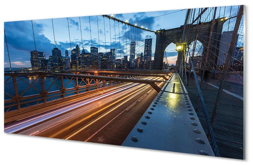 akrylový obraz Mrakodrapy bridge river 140x70 cm